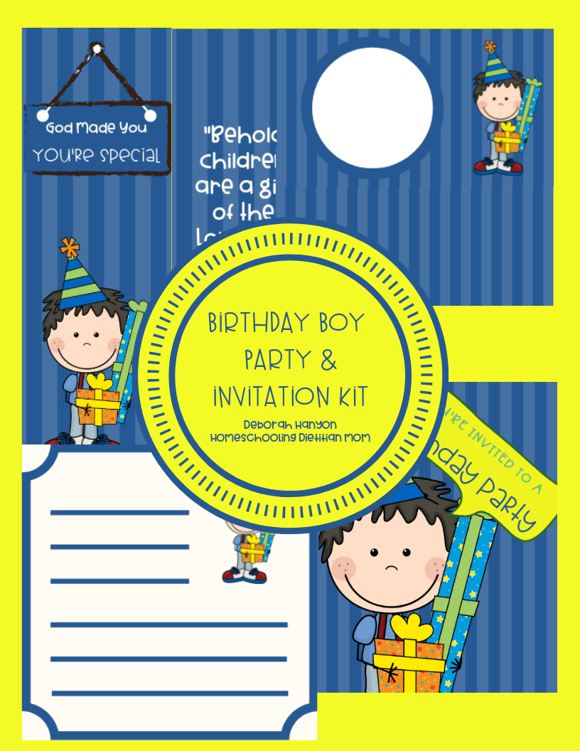 Boy Birthday Party and Invitation Kit - Homeschooling Dietitian Mom